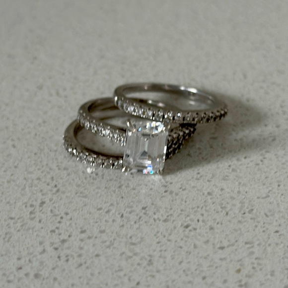 Berricle | Jewelry | Berricle 3 Ring Emerald Cut Wedding Set Sterling ...